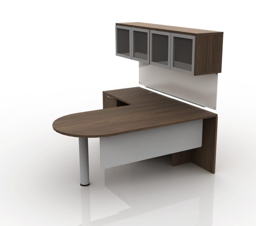 Classic L Shape Bullet Desk with Wall Mounted Hutch (Multiple Sizes and ...