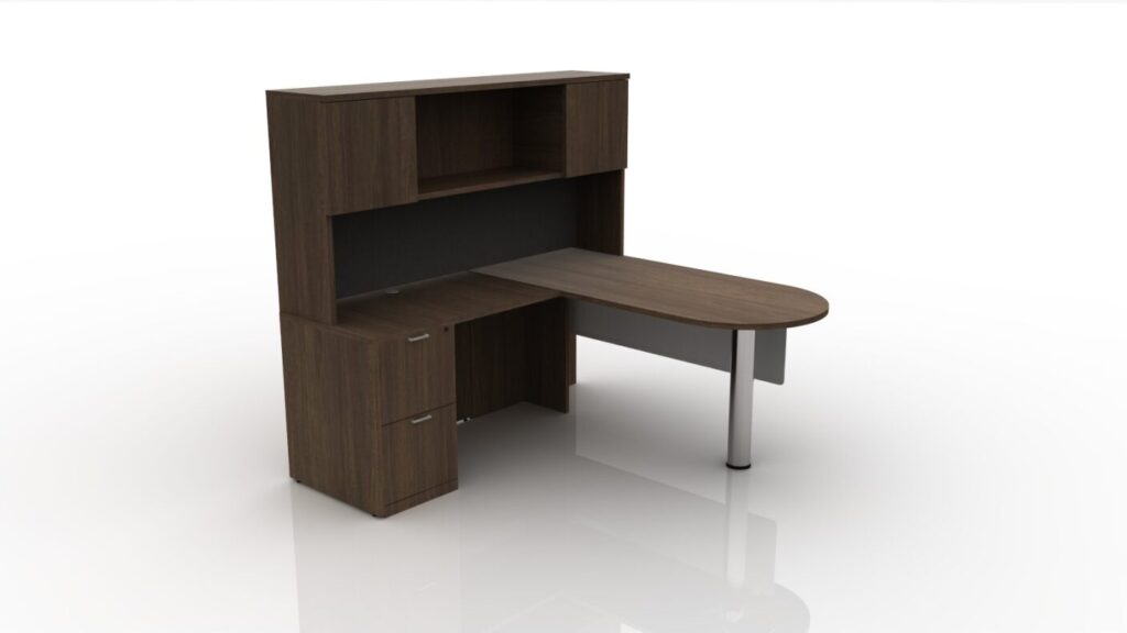 Classic L Shape Bullet Desk with Desk Mounted Hutch - Workplace ...
