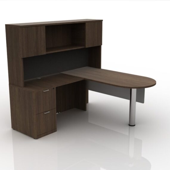 Classic L Shape Bullet Desk with Desk Mounted Hutch - Workplace ...