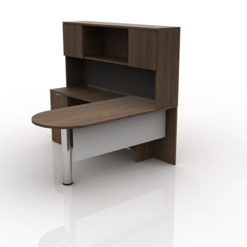 Classic L Shape Bullet Desk with Desk Mounted Hutch - Workplace ...