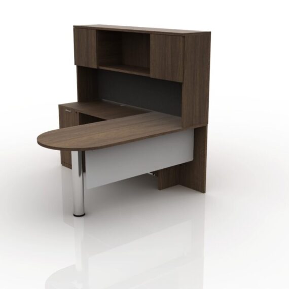 Classic L Shape Bullet Desk with Desk Mounted Hutch - Workplace ...
