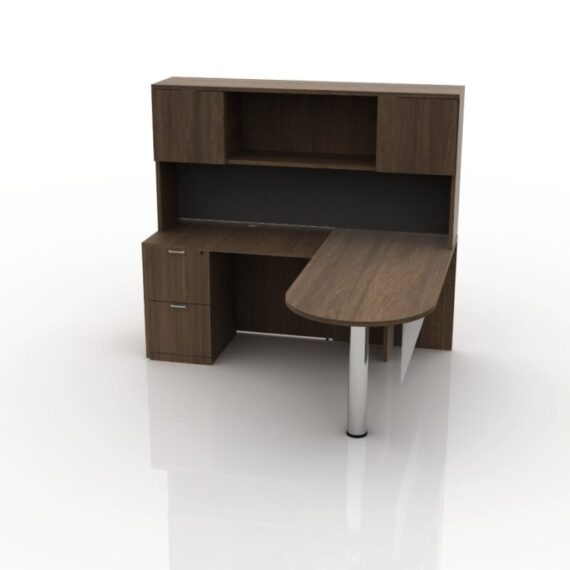Classic L Shape Bullet Desk with Desk Mounted Hutch - Workplace ...