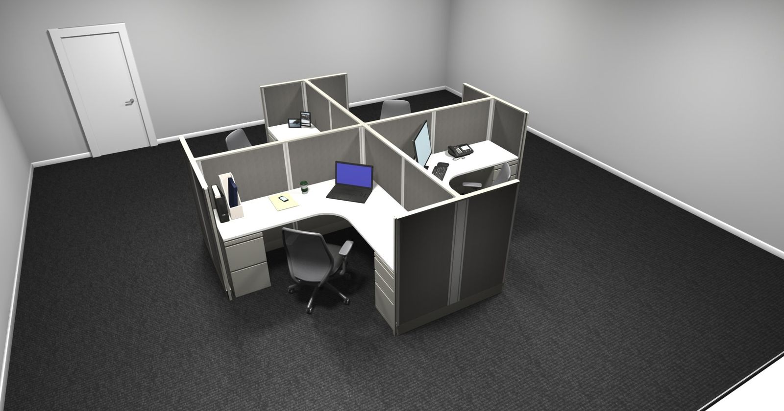 Webb Panel System 4 Pack 6'x6' cubicles with 53" High Walls (Centered ...