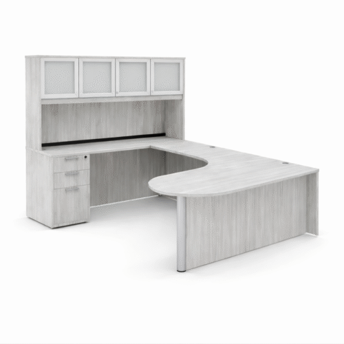 Classic U-Shape Bullet Desk with Front Soft Corner and Desk Mounted ...