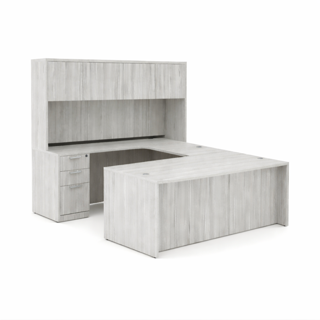 Classic U-Shape Desk with Back Soft Corner and Desk Mounted Hutch ...
